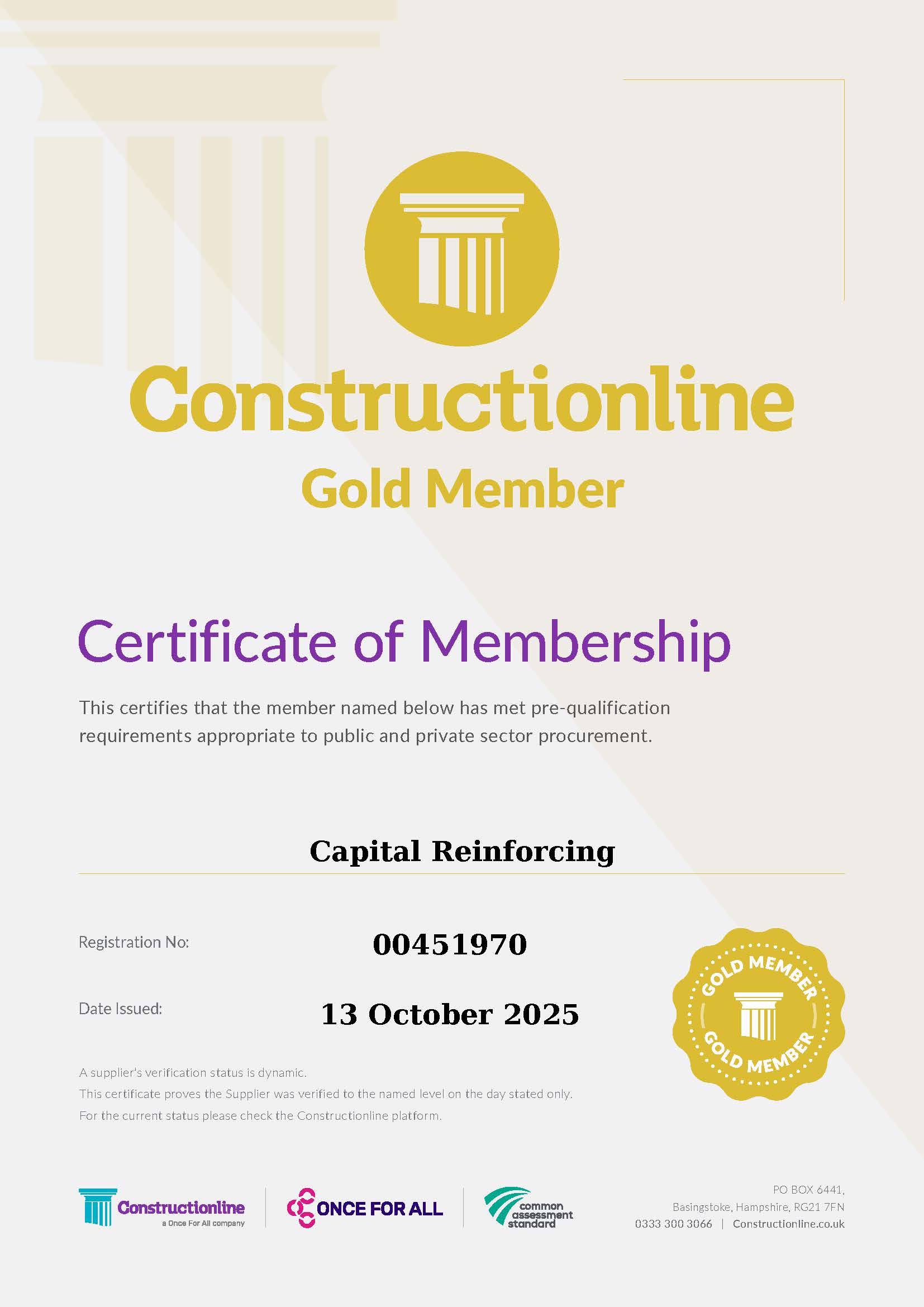ConstructionLine Gold Membership - CR Steel